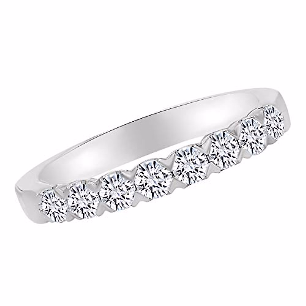 AFFY 1/2 Carat Round Shape White Natural Diamond Engagement Wedding Band Ring In 14k Solid White Gold (0.5 Cttw) Ring Size-10.5