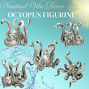 Vintage Style Octopus Coffee Mug Tea Cup Holder in Silver Tone Kitchen Dining Coffee Bar Statue Accessory