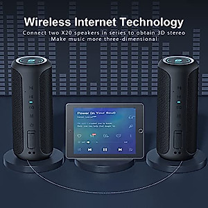 Ortizan Portable Bluetooth Speaker, 40W Loud Stereo Sound, IPX7 Waterproof Bluetooth Speakers with Bluetooth 5.0, Dual Pairing, 15H Playtime, Power Bank Function for Party