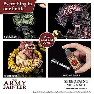 The Army Painter Speedpaint Mega Set - 24 x 18ml Speed Model Paint Kit Pre Loaded with Mixing Balls and 1 Brush- Base, Shadow and Highlight in One Miniature and Model Paint Set for Plastic Models