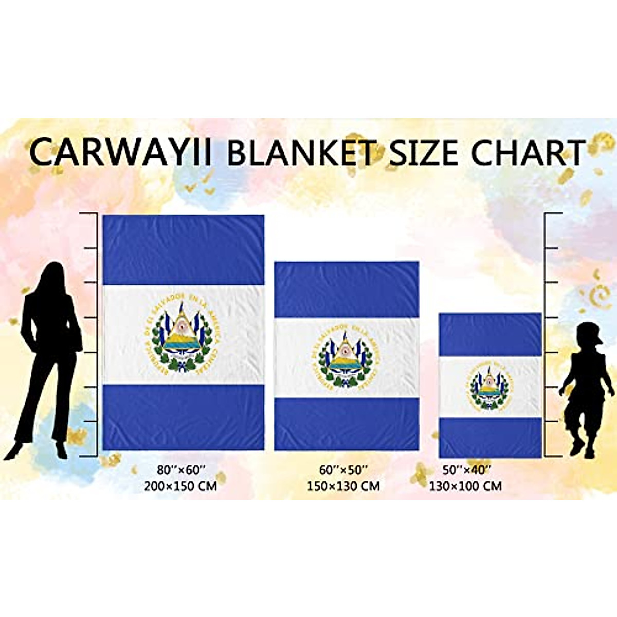 Carwayii El Salvador Flag Blanket,Blue Sherpa Throw Blanket,Comfy Premium Flannel Blanket for Office,Comfortable Thermal Fleece Noon break Blankets Durable Lap Blanket Warm Sofa Blanket For All Season