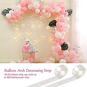 IDAODAN Balloon Arch Decorating Strip Kit, Reusable 32Ft Balloon Tape Strips, 2pc Tying Tool,200 Dot Glue,2 Roll Ribbon & 20pc Flower Clips for Party Wedding Birthday Festival Anniversary DIY Decorations