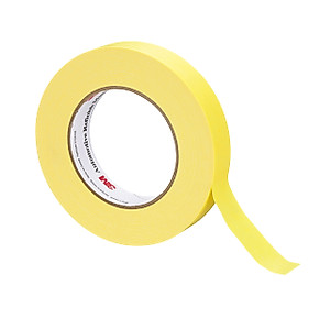 3M Automotive Refinish Masking Tape 06653, 388N, Yellow Color, Water Resistant, Multi-Purpose, 24 mm x 55 m