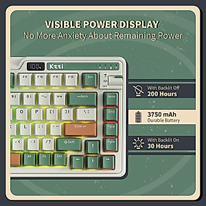 KZZI K75 PRO RGB 75% Wireless Gasket Mechanical Keyboard, Triple Mode BT 5.0/2.4G/USB-C 82 Keys Hot Swappable Gaming Keyboard w/Knob & Power Display, Custom Tactile Switches, Green