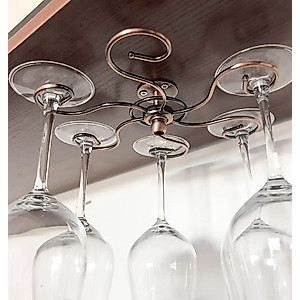 NAGATA Wine Glass Rack Under Cabinet, 360° Rotating Wine Glass Holder, Wine Glass Drying Rack Kitchen Cabinet Storage and Wine Cabinet Decoration.