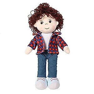 Linzy Toys, 14'' Ethnic Soft Plush Rag Doll, Embroidered FACE, Educational Doll, Muñecos de trapo para niño oh niña (81000)
