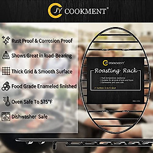 JY COOKMENT Cooling Roasting Rack with Integrated Feet, Enameled Coating, PTFE Free, Great for Cooking, Drying, Grilling, Dishwasher Safe (10inch*6.5inch)