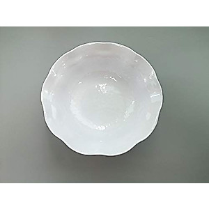 lok-osemile Ruffle in Round BPA-Free Melamine Round Salad, Mixing Bowl, 12.5-Inches, White