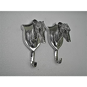 Greyhound Dog Head Metal Wall Mount Hooks Sculpture Lot of 2 Pieces Greyhound Dog Sculpture Unique Figurine Statue Wall Mount Hooks for Home | Office Decorations by INDIAART12