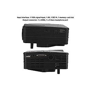 Home Cinema Projector, Mini Portable Vedio Movie Projector 1920x1080 80LM HD Small Vedio Projector, Compatible with Desktop / DVD / Mobile Phone / Game Console(Black)