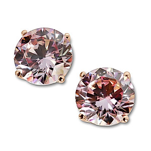 KOKAV 14K Rose Gold Genuine Morganite 5mm Round Studs Earrings