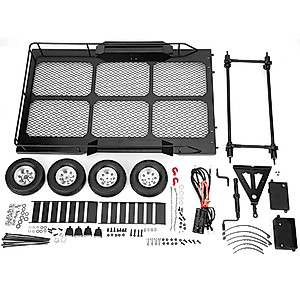 Bicaquu RC Trailer Car, Trail Car Trailer Accessory High Simulated Romote Control Trail Car, for Kids RC Crawler Car Children 1/10 RC Car