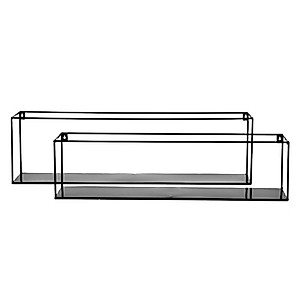 WHW Whole House Worlds Industrial Chic Rectangle Floating Shelves, 2 Wall Mounted Pieces, Black Iron, Various Sizes