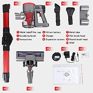 Intercleaner Cordless Vacuum Cleaner Stick, 20KPa Powerful Suction Brushless Motor, 4 in 1 30min Runtime Detachable Battery, Ultra Quiet, Lightweight Handheld for Hardwood Floor Carpet Car Pet Hair