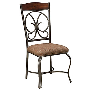 Signature Design by Ashley Glambrey Old World Dining Chair with Cushion, 4 Count,, 23.5"D x 19.75"W x 40.5"H, Brown