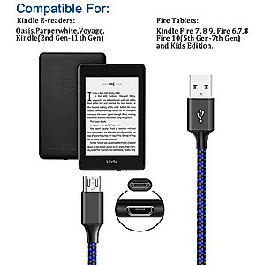 Micro USB Charging Cable 6FT Compatible with Fire HD HDX Tablet 7 8 10,Fast PS4 Charger Cord for Xbox One S/X/Elite,Playstation 4,PS4 Pro/Slim,Samsung S7/S4/J7/J3.Android Cord for Kindle,LG,HTC,Moto