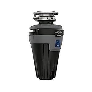 Moen Chef Series 1 HP Continuous Feed Lighted Garbage Disposal with Sound Reduction for Under Sink, Power Cord Included, EXL100C
