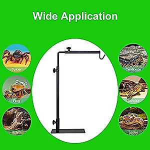 LISINAN Adjustable Reptile Terrarium Heat Lamp Stand,Metal Reptile Lamp Holder Bracket with Turtle Tank Light Fixture Accessories,Used for Lizards Snakes Amphibians Tortoise Habitat(M, 11.81"x25.19")