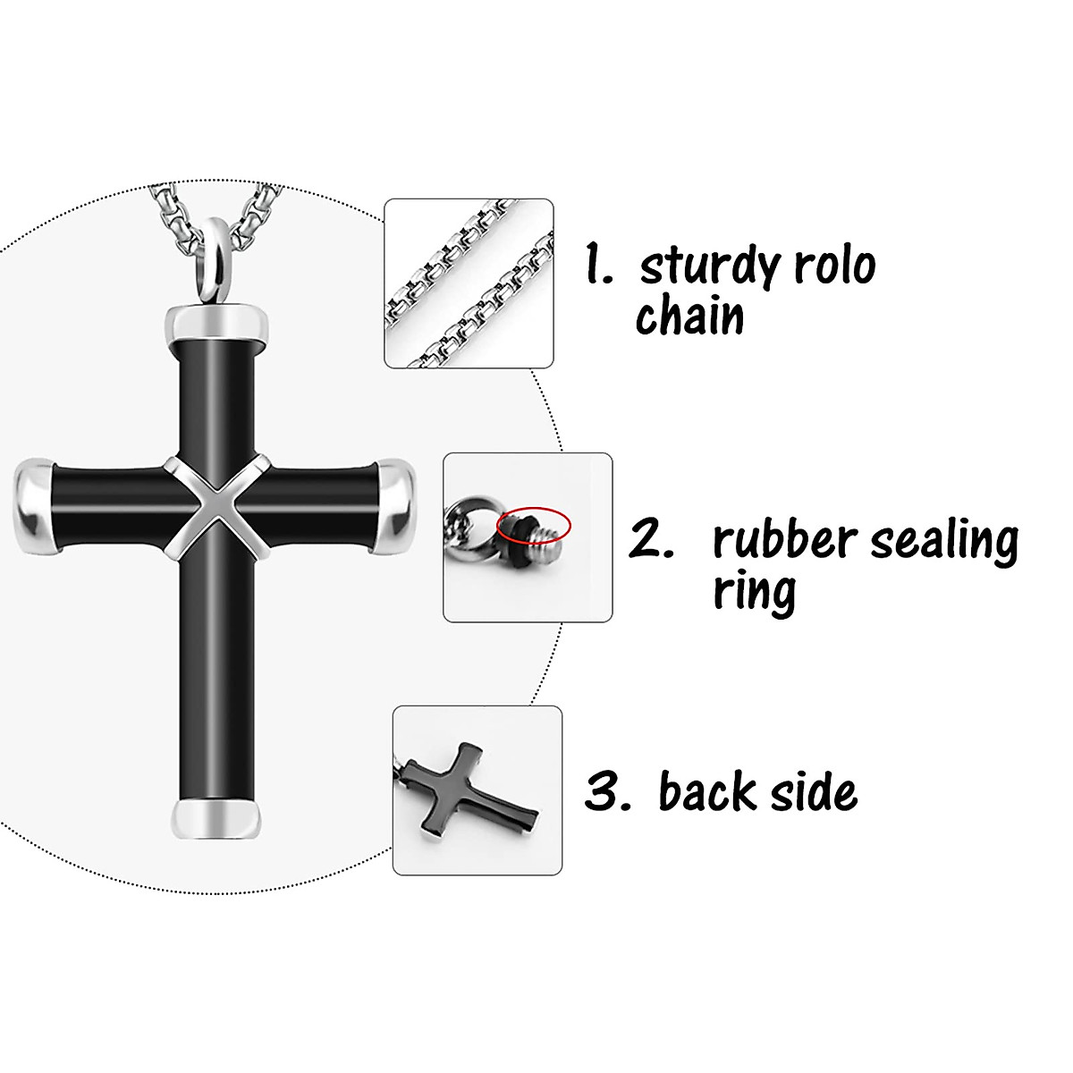 Dletay Cremation Jewelry for Ashes Urn Necklace Memorial Pendant Keepsake Jewelry(Black)