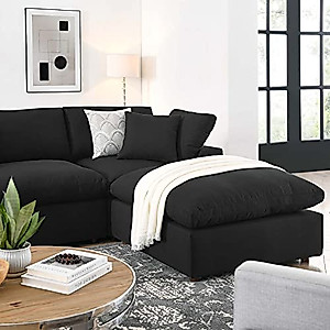 Modway Commix Modular Sofa, U Shaped Reclining Sectional, Black Fabric
