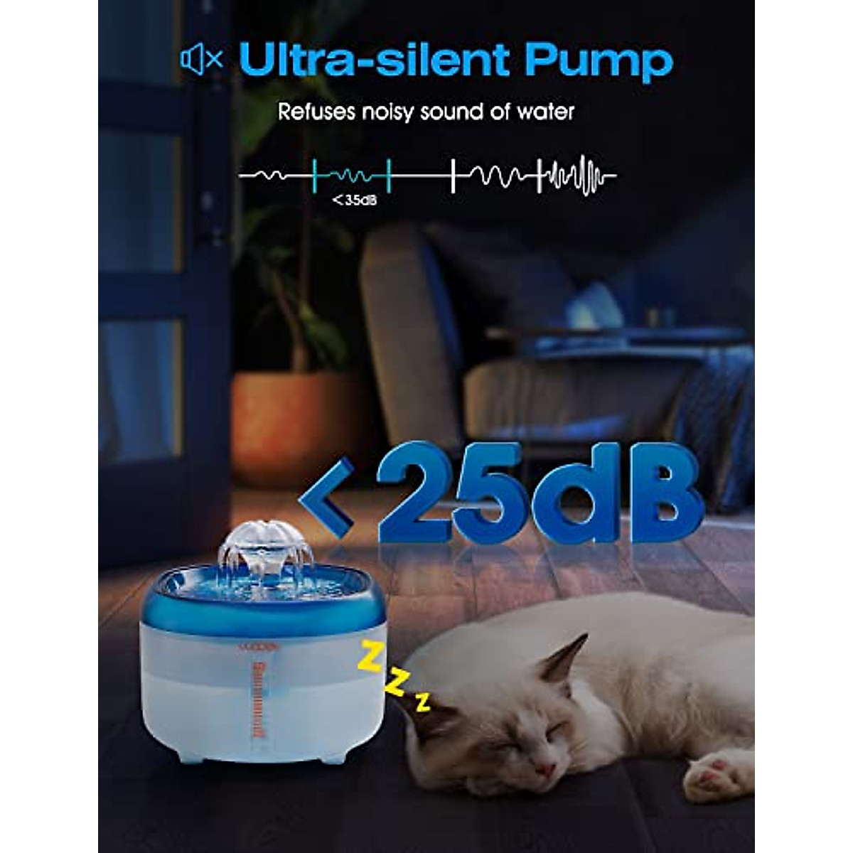 Wopet W300 Cat Water Fountain – 6-Stage Filtration & 2L Capacity