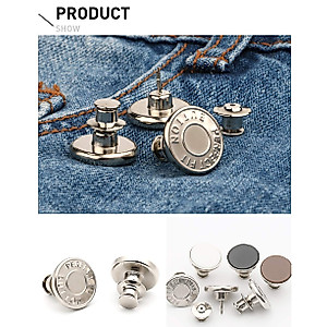 6 Pcs Buttons for Jeans,Adjustable Jean Button Pins,Pant Waist Tightener,No Sew and No Tools Instant Jean Button Pins for Pants, Simple Installation, Reusable and Adjustable(Style 1)…