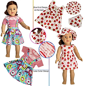 HOAKWA American Doll Clothes and Accessories for 18 Inch Doll, 18" Doll Clothes Dress, Total 19 Pcs Including 8 Sets of Clothing Outfits with Shoes, Underwear, Headband, and Cap (Not Include The Doll)