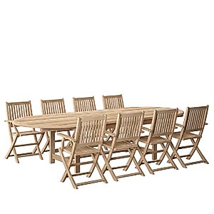 Amazonia Greenville 9 Piece Teak Double Extendable Oval Dining Set