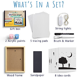 ROMI'S WAY DIY Frame Night Light – Crafts for Girls Ages 6-8-12 – Drawing Arts and Crafts for Kids – DIY Craft Kits for Girls & Boys – Art Supplies Kits for Kids – 6 89 Year Old Girl Gifts
