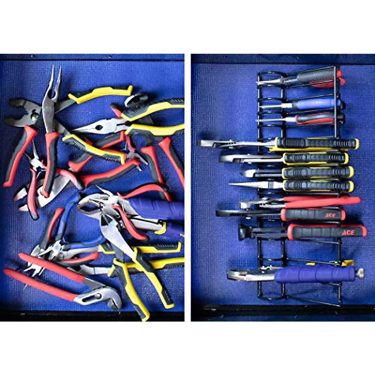 Plier Organizer Rack (2 Pack) Holds A Total of 30 Spring Loaded, Regular and Wide Handle Insulated Pliers, Two Tool Box Organizers, Pliers Storage That Fits Nicely in Your Tool Drawer or Tool Chest