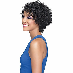 MOWCAW Short Curly Human Hair Wigs for Black Women 8 Inch Short Curly Wig Brazilian Deep Wave Side Part Pixie Cut Glueless Wigs Afro Kinky Bob Wig （Black