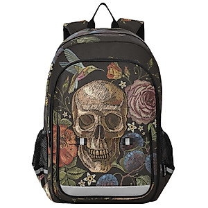 ALAZA Day Of The Dead Skull Rose Humming Bird Dia De Muertos Backpack Cycling, Running, Walking, Jogging