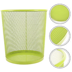 MAGICLULU Mesh Waste Basket Round Trash Can Open Top Wastebasket Recycling Bins Garbage Waste Basket Metal Trash Bin for Home Office Workspace Green
