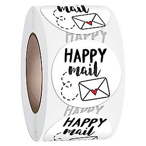 Happy Mail Labels 1 Inch Round 500 Stickers Envelop Seals for Small Business Shipping Packaging Sticker