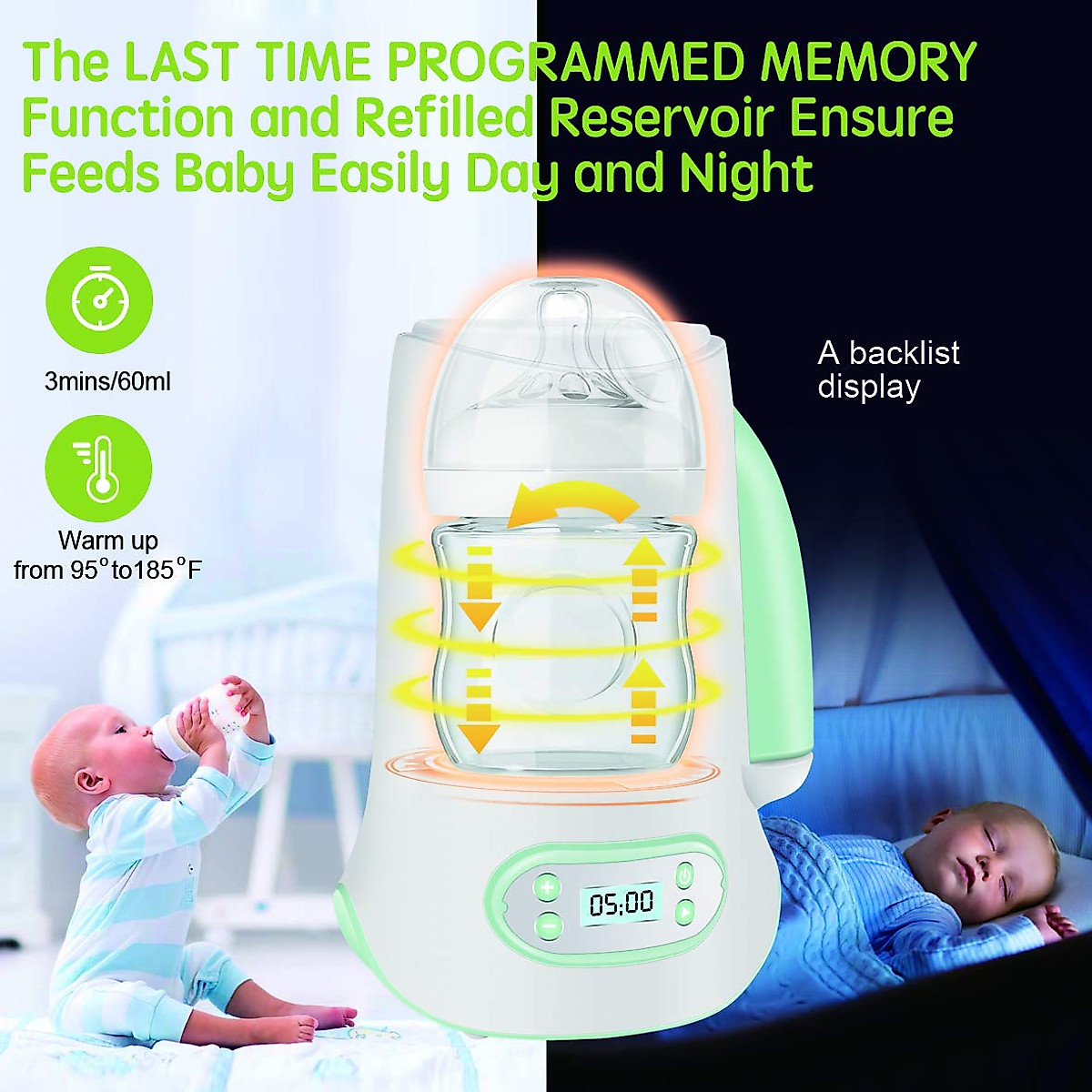 Bubos Baby Bottle Warmer Fast Heating with Prefilled Water Reservoir, Smart Mermory Program, LED Display and Auto Shut-Off, Plug in