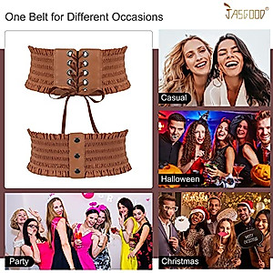 JASGOOD Women Wide Elastic Lace-up Waist Belt,Tied Costume Corset Waist Belt for Dress