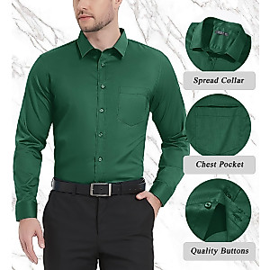 TACVASEN Dress Shirts for Men Business Shirts for Men Mens Green Dress Shirts Green Dress Shirts for Men Slim Fit Shirt Dress