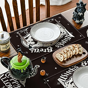 Artoid Mode Black Brewing Salem Placemats Set of 4, 12x18 Inch Seasonal Table Mats for Party Kitchen Dining Decoration