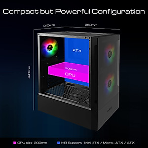 Gamdias RGB Gaming ATX Mid Tower Computer PC Case with Side Tempered Glass Panel and a Magnetic Dust Filter & 3 Built-in 120mm ARGB Fans