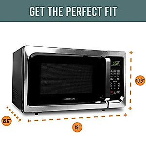 Farberware Countertop Microwave 900 Watts, 0.9 cu ft - Microwave Oven With LED Lighting and Child Lock - Perfect for Apartments and Dorms - Easy Clean Brushed Stainless Steel