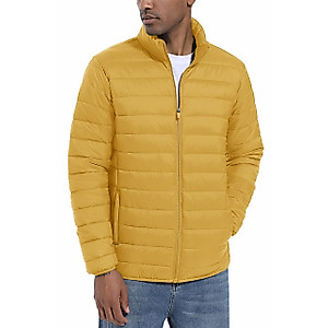 MAGCOMSEN Puffer Jacket Men Packable Down Jacket Lightweight Winter Coats Waterproof Insulated Jacket Ginger L
