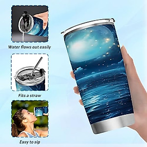 Wassud Night Sky 20 oz Tumbler with Lid and Straw Stainless Steel Double Wall Vacuum Tumblers Insulated Travel Coffee Mug for Cold and Hot Drinks