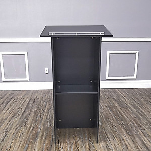 FixtureDisplays® Black MDF Wood Podium Church Pulpit School Lectern Conference Debate Stand 22.83X15.59X44" 10051-BLK