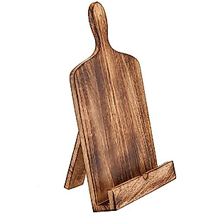 Valentines Day Gifts Wooden Cookbook Stand Recipie Book Holder for Cooking Cook Book Stand Chopping Board Style Foldable Easel for Kitchen Ipad Tablet (Brown)