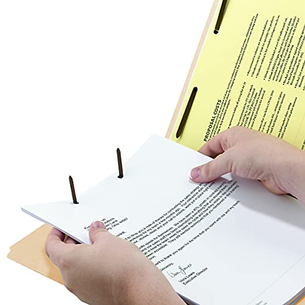 Smead End Tab Fastener File Folder with Divider, Shelf-Master Reinforced Straight-Cut Tab, 2 Fasteners, 1 Divider, Letter Size, Manila, 50 per Box (34220)