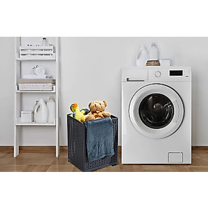 Eslite 42L Collapsible Plastic Laundry Baskets,Foldable Laundry Hamper,Pack of 2 (Grey)