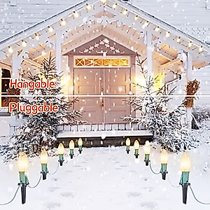 C9 Christmas Pathway String Lights Outdoor - 2 Pack 25.7 FT 20 Clear Lights with 20 Stakes, Connectable Waterproof Walkway Lights for Indoor Xmas Party Holiday Commercial Decoration, Warm White