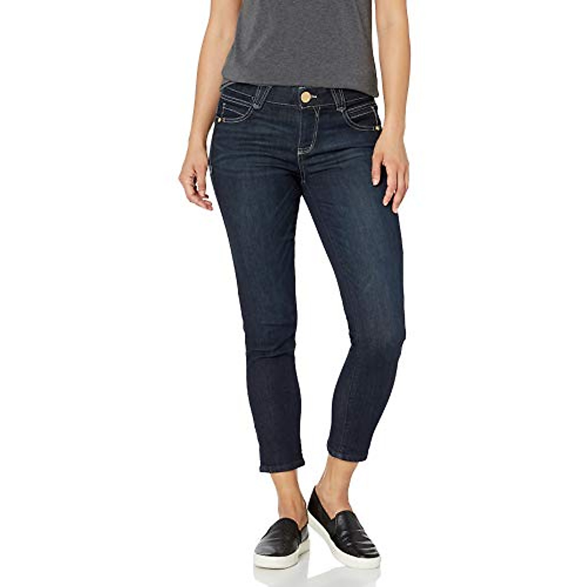 Democracy womens Petite "Ab"solution Crop Jeans, Dark Indigo, 14 Petite US