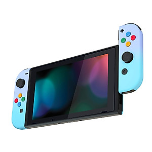 eXtremeRate DIY Replacement Shell Buttons for Nintendo Switch & Switch OLED, Gradient Violet Blue Housing Case with Corlorful Button for Joycon Handheld Controller [Only The Shell, NOT The Joycon]