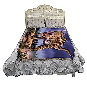 Pure Country Weavers Rex Brown Blanket by Jerry LoFaro - Dinasour Prehistoric Gift Tapestry Throw Woven from Cotton - Made in The USA (72x54)